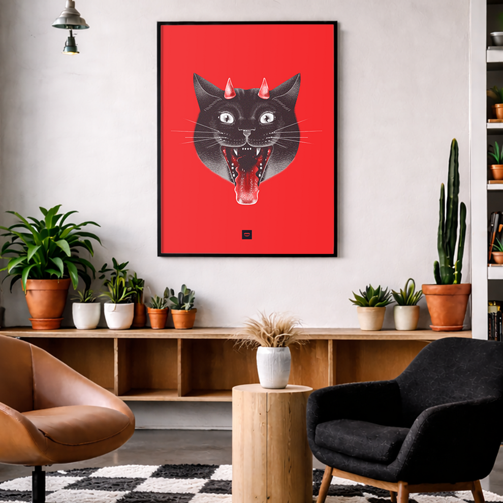 Devil Cat Illustration Poster Print – Chomp