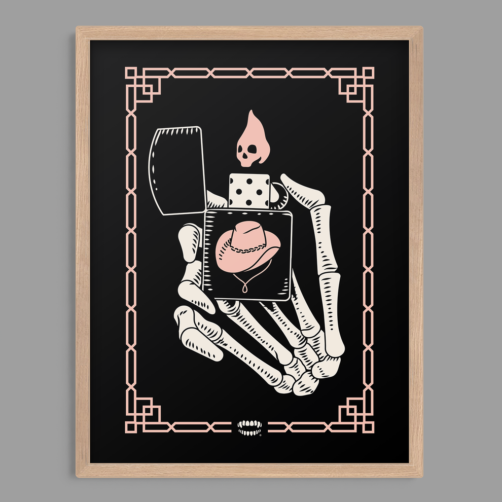 Cowboy Lighter Skull Illustration Poster Print – Chomp