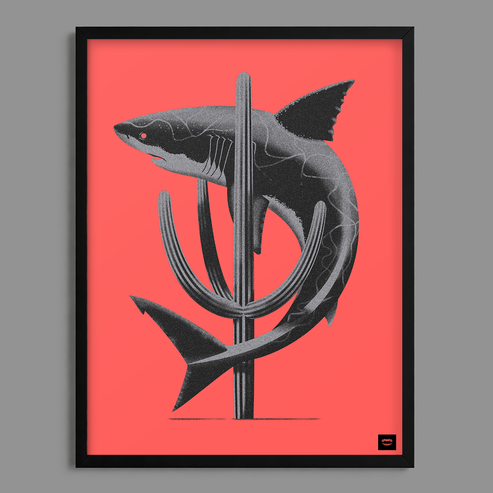 Shark Cactus Illustration Poster Print – Chomp