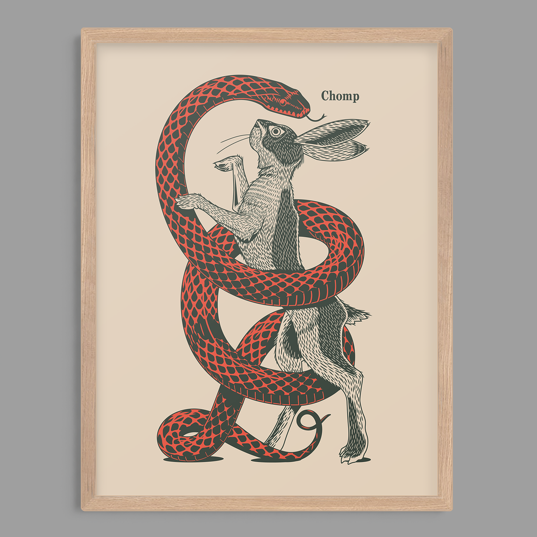 Snake and Hare Illustration Poster Print – Chomp