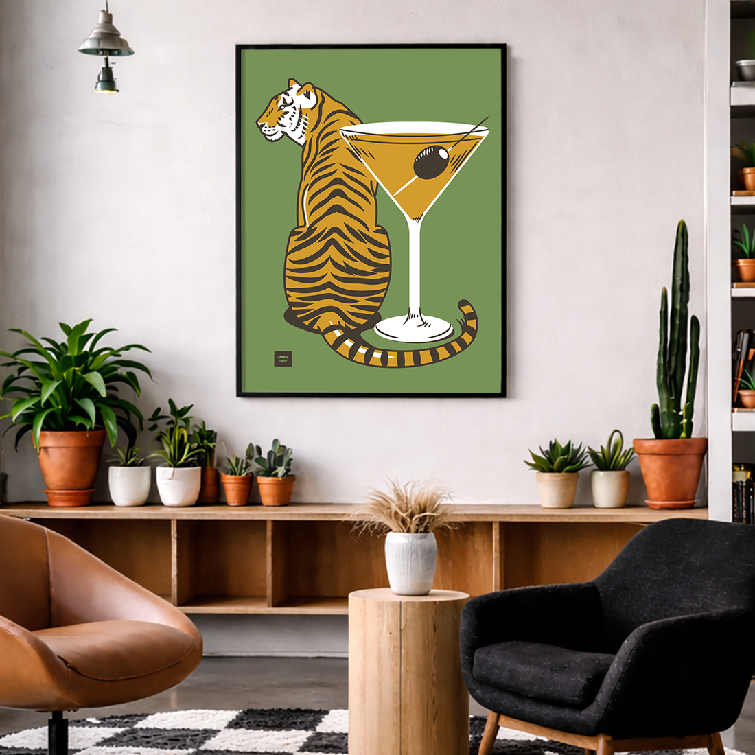 Tiger Martini Illustration Poster Print – Chomp