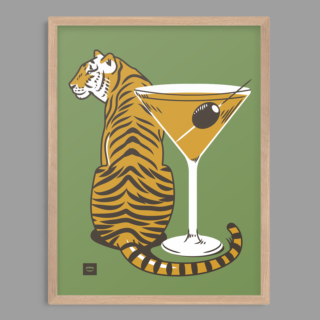 Tiger Martini Illustration Poster Print – Chomp